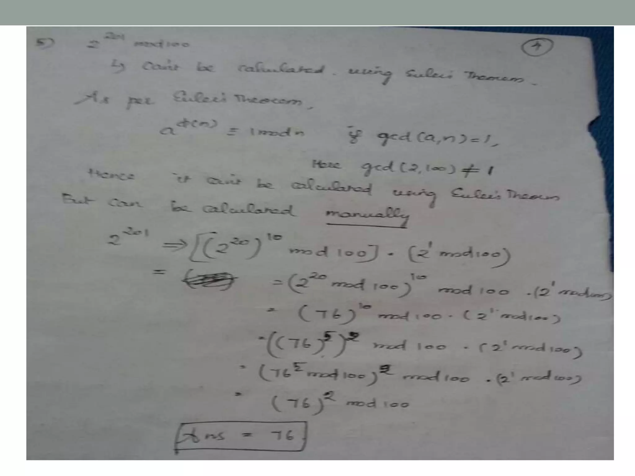 Fermat And Euler Theorem Pptx Technology And Computing
