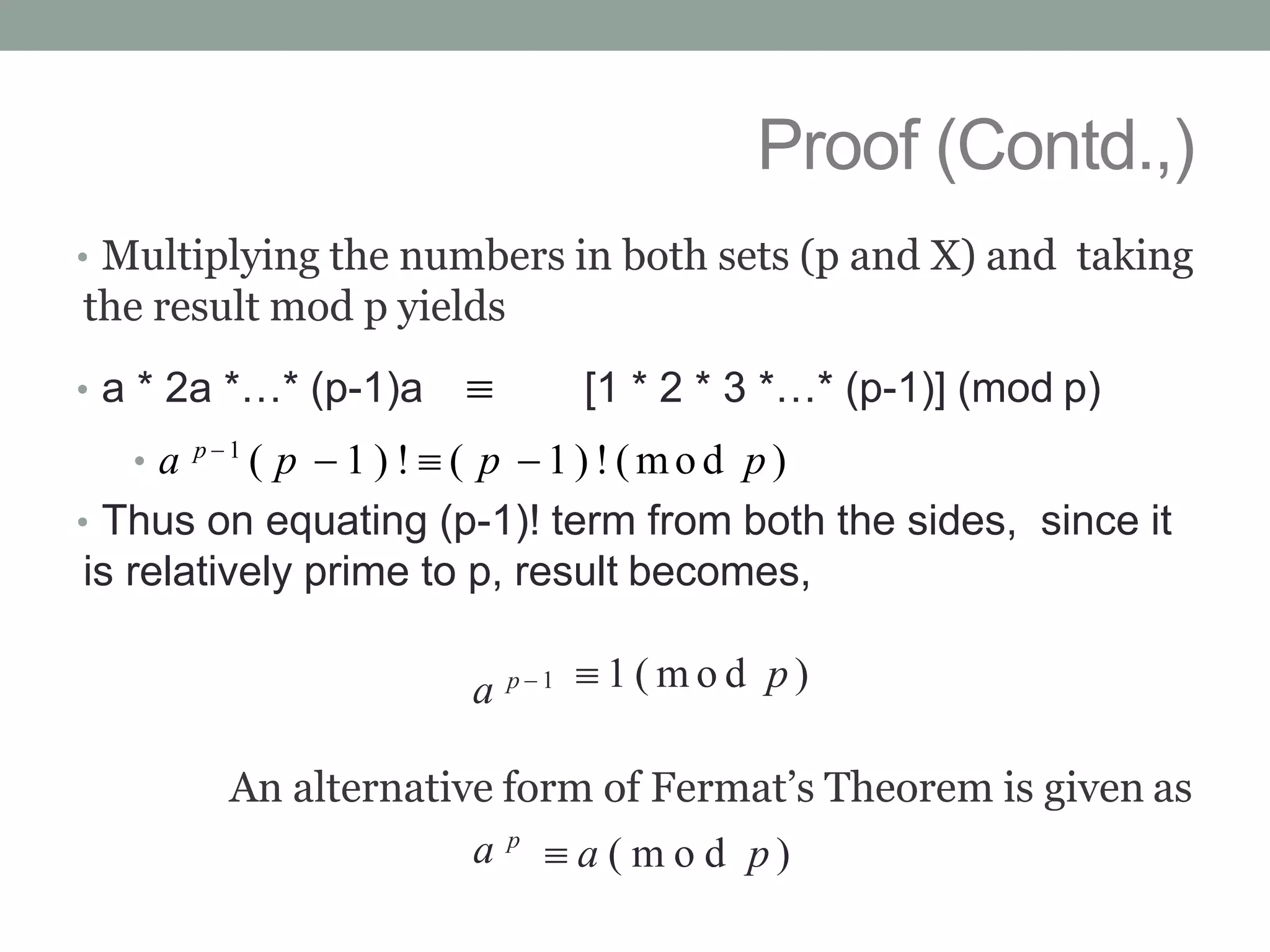Fermat And Euler Theorem Pptx Technology And Computing