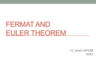 Fermat and euler theorem | PPTX