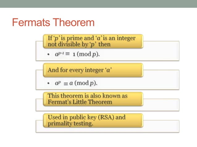 Fermat and euler theorem | PPTX | Technology & Computing