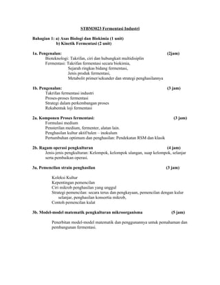 Fermentasi industri syllabus | PDF