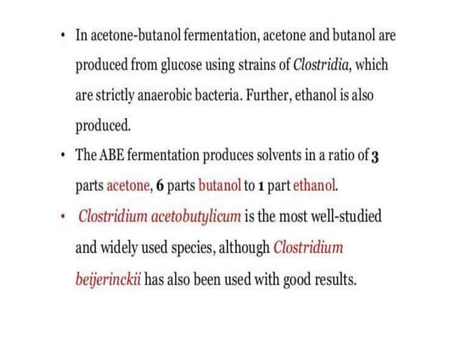 Fermentation of ABE and butanediol | PPTX | Chemistry | Science