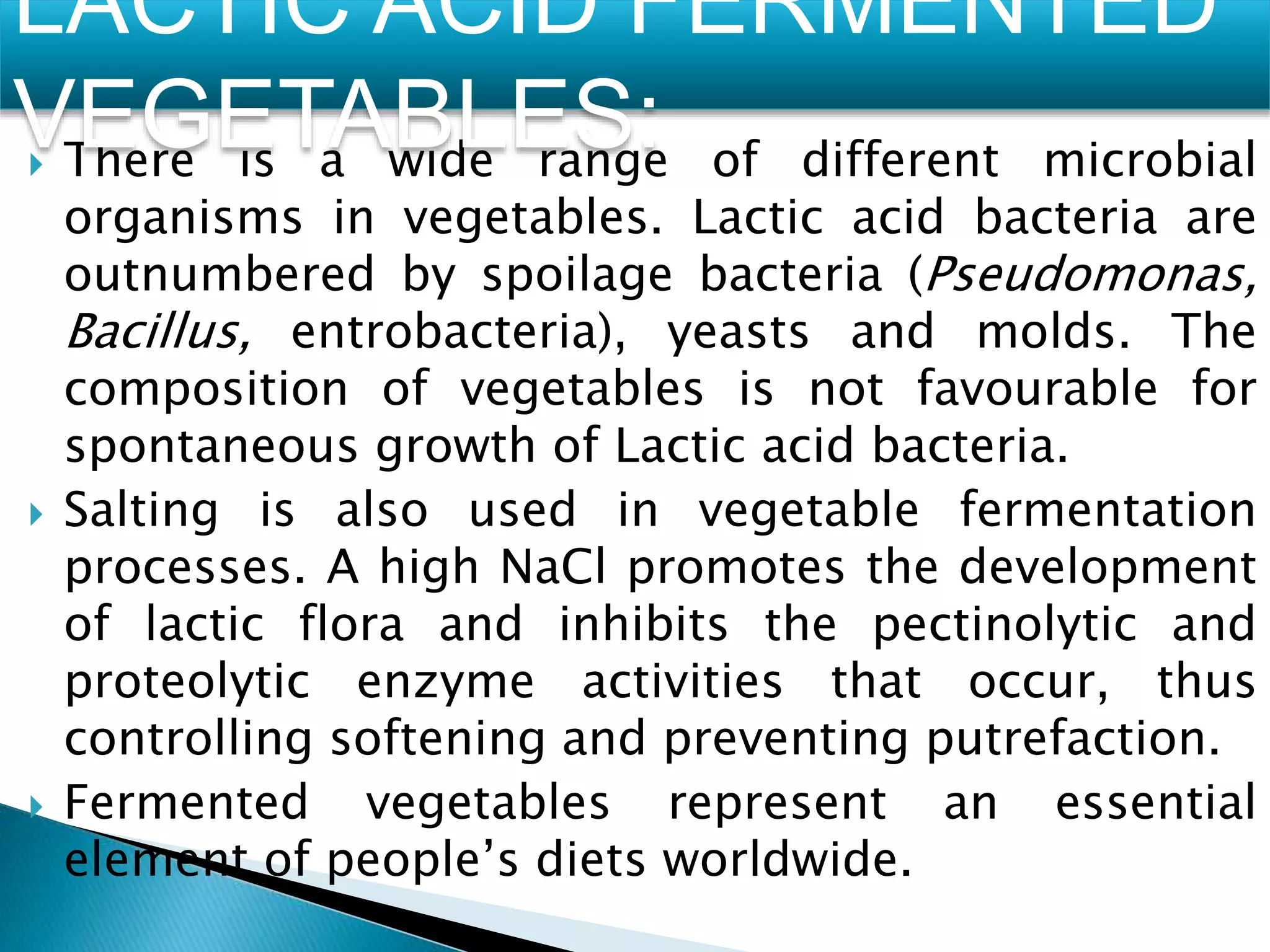 Fermentation of vegetables and meat products | PPTX