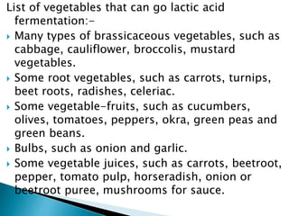 Fermentation of vegetables and meat products | PPTX
