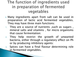 Fermentation of vegetables and meat products | PPTX