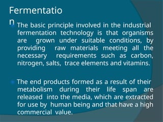 fermentation technology & utilization of microbes in fermentation | PPTX