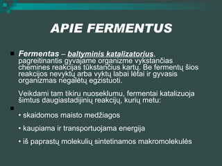 Fermentų panaudojimas maisto pramonėje | PPT