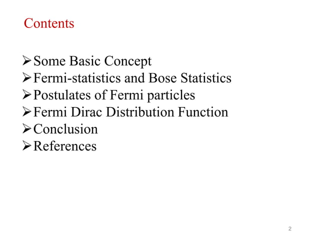 Fermi Dirac Distribution Pptx Physics Science