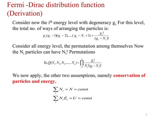 Fermi Dirac Distribution Pptx Physics Science