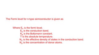 Fermi level in extrinsic semiconductor | PPTX | Chemistry | Science