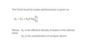 Fermi level in extrinsic semiconductor | PPTX | Chemistry | Science