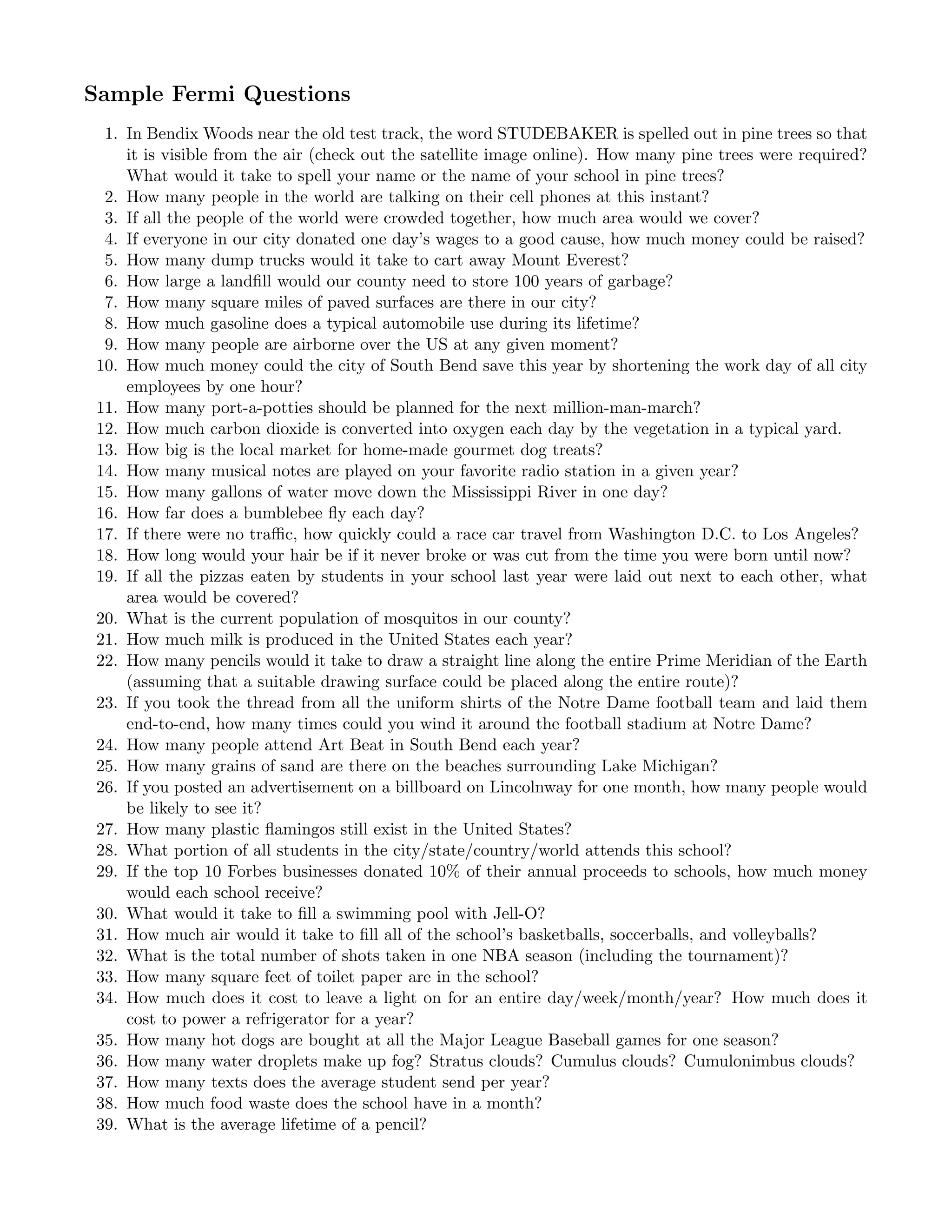 Fermi questions handouts_and_lesson_plan | PDF