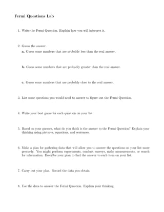 Fermi questions handouts_and_lesson_plan | PDF