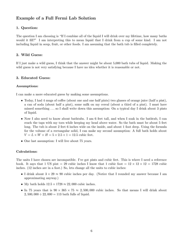 Fermi questions handouts_and_lesson_plan | PDF