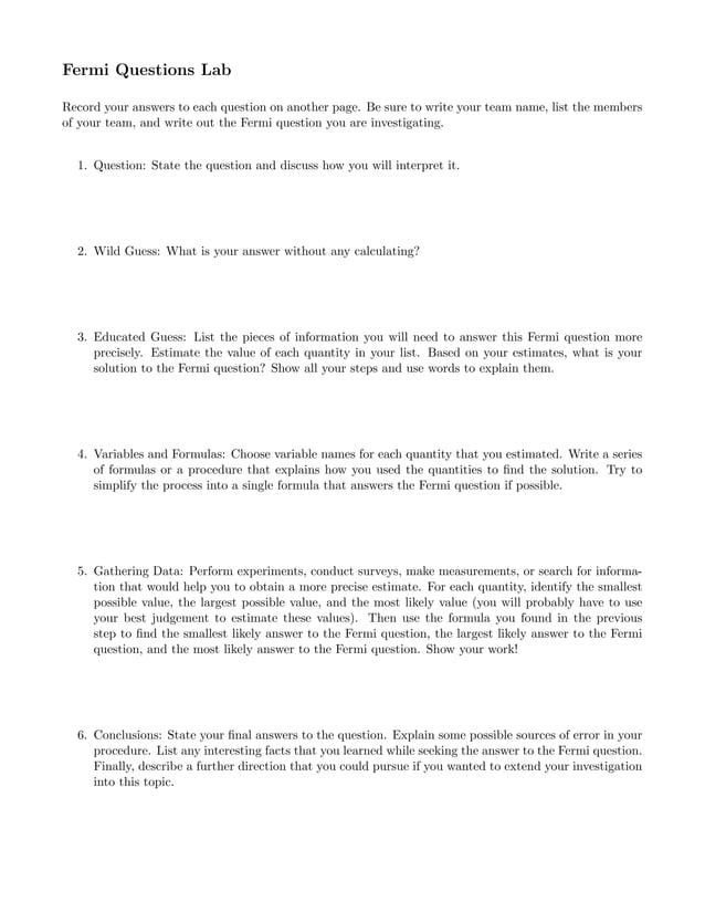 Fermi questions handouts_and_lesson_plan | PDF