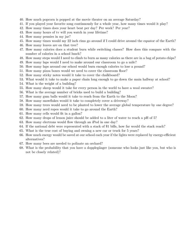 Fermi questions handouts_and_lesson_plan | PDF