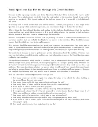 Fermi questions handouts_and_lesson_plan | PDF