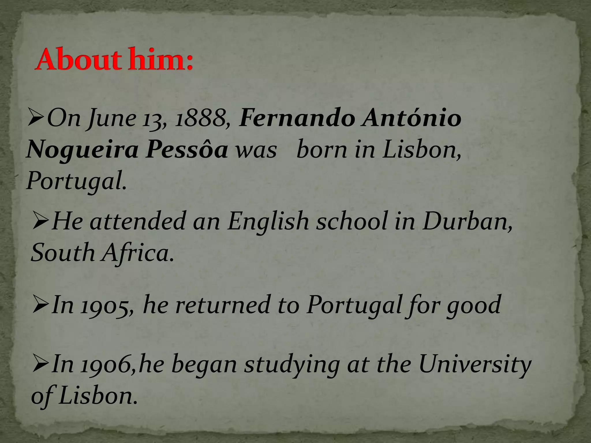 Fernando pessoa poem portuguese litearture | PPTX