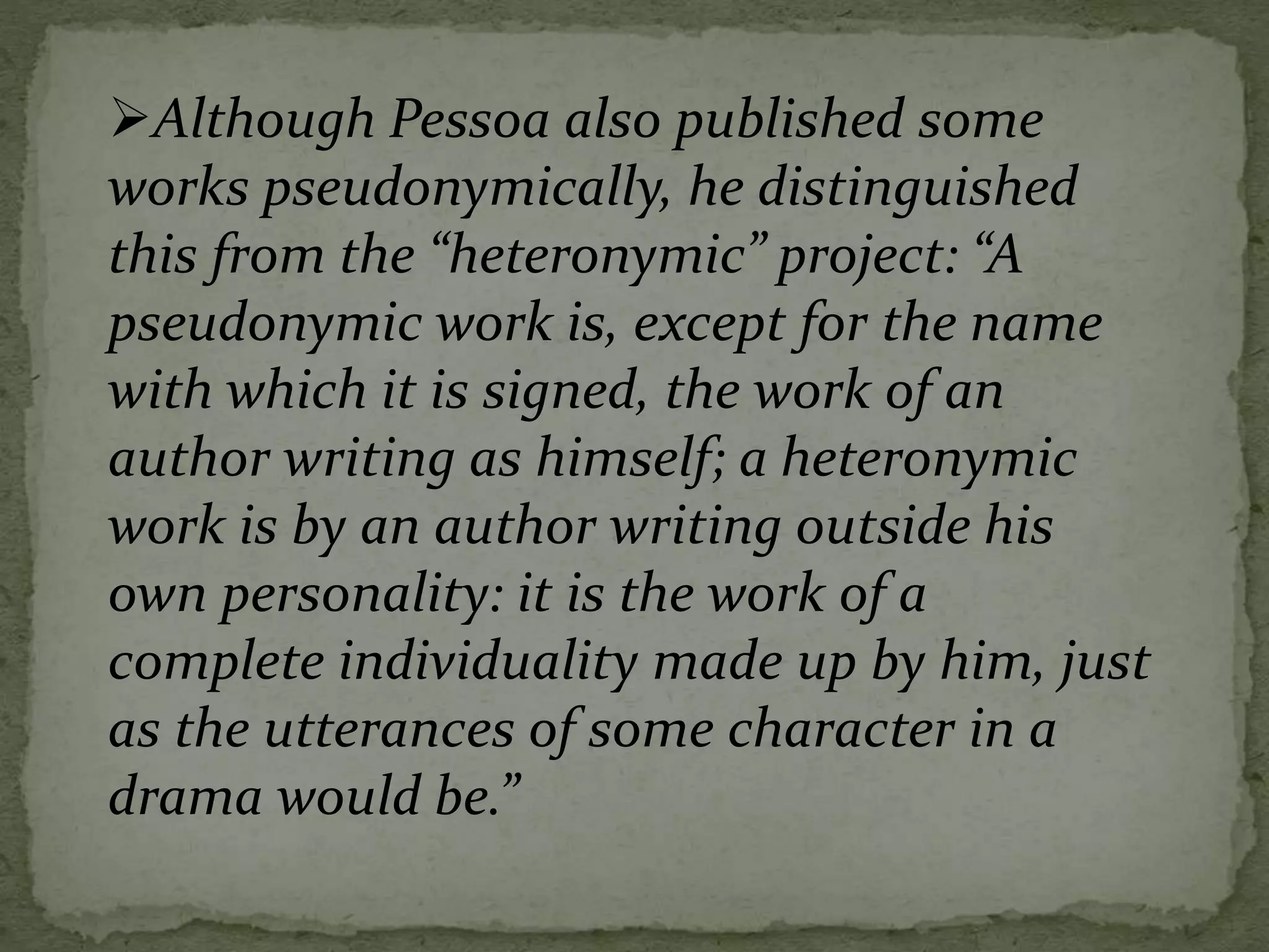 Fernando pessoa poem portuguese litearture | PPTX
