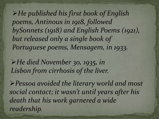 Fernando pessoa poem portuguese litearture | PPTX