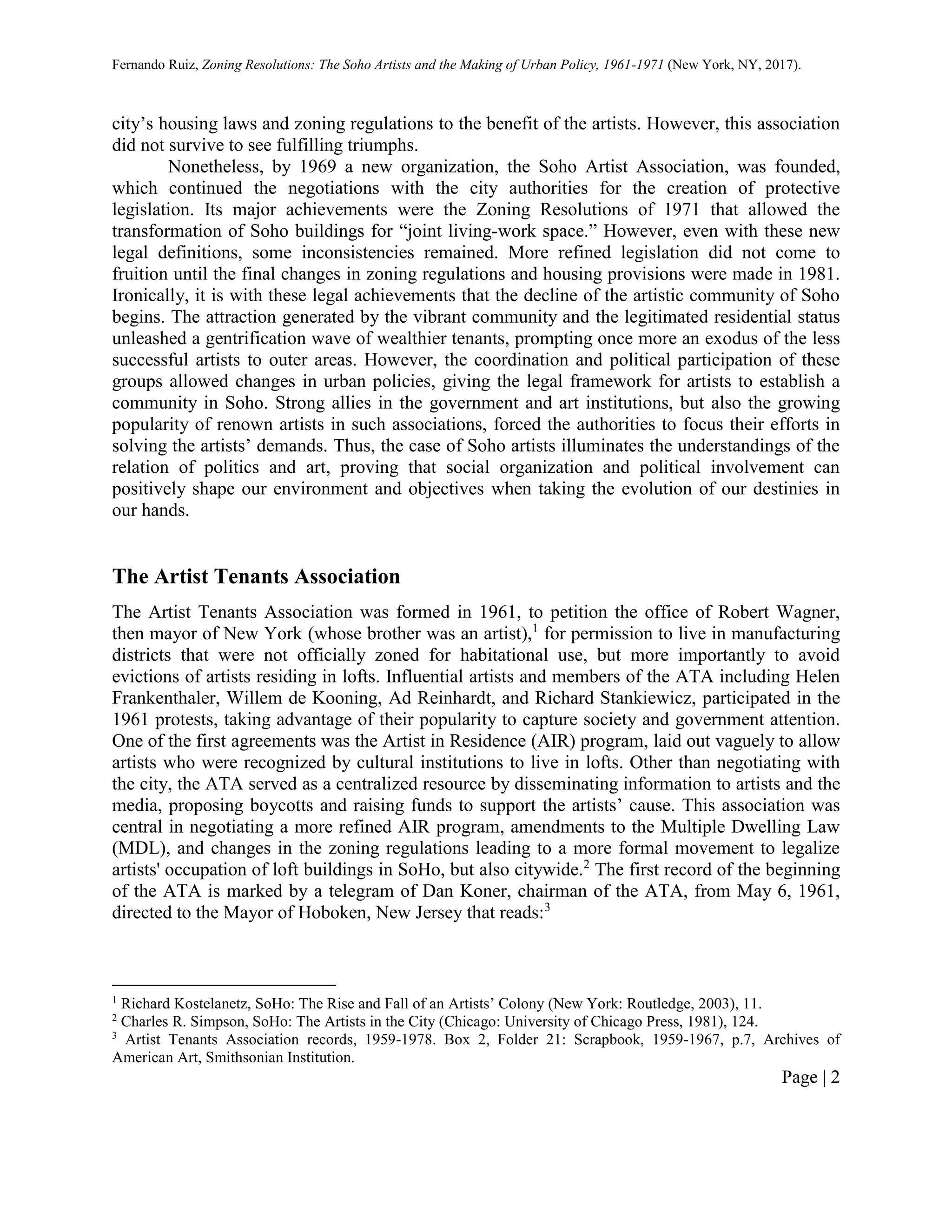 Zoning Resolutions: The Soho Artists and the Making of Urban Policy ...