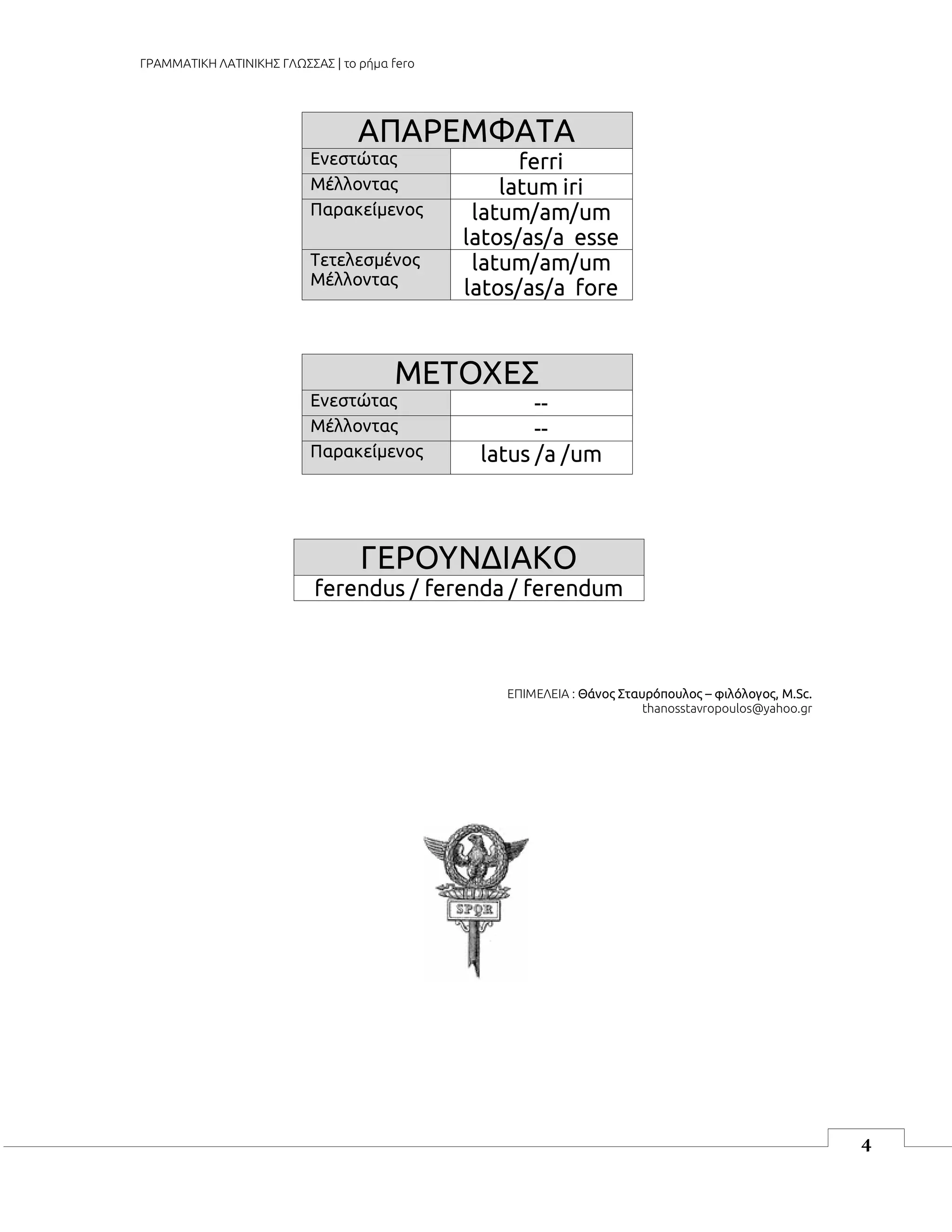 fero - tuli - latum - ferre | PDF