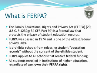 Ferpa training ihp faculty and staff | PPT