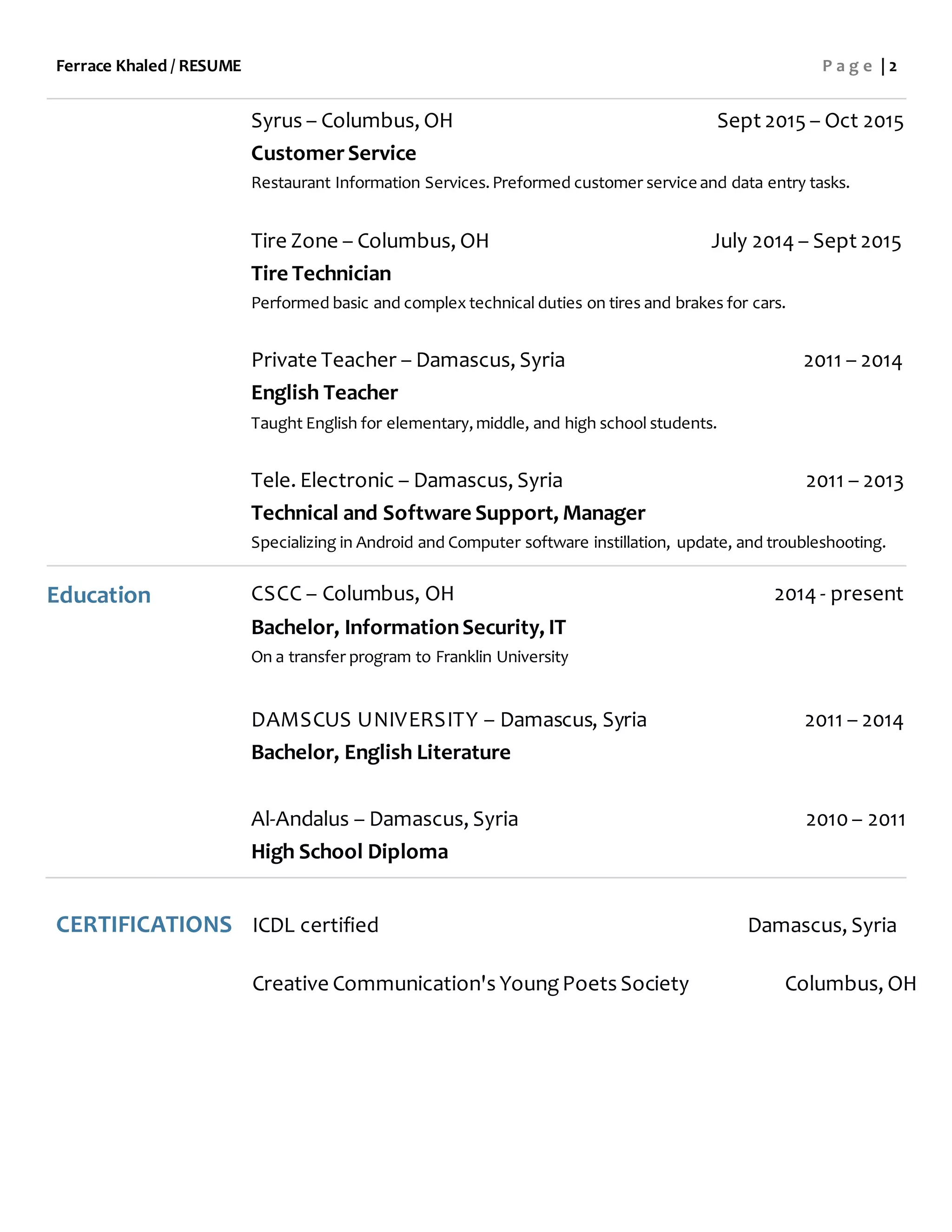 Ferrace khaled Resume | DOCX