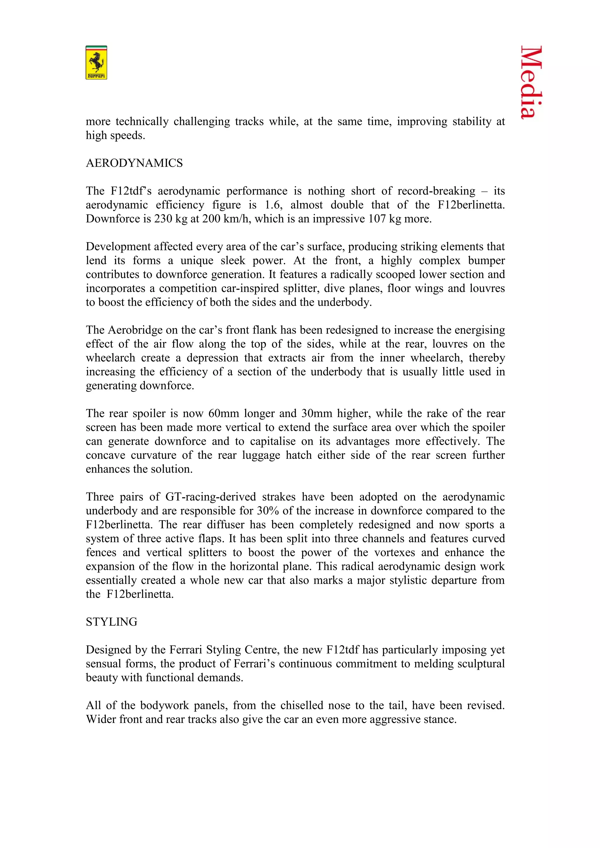 Ferrari f12tdf press release | PDF | Auto Racing | Sports
