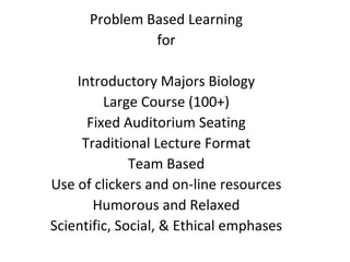 PBL for large science classrooms | PPT