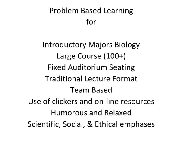 PBL for large science classrooms | PPT