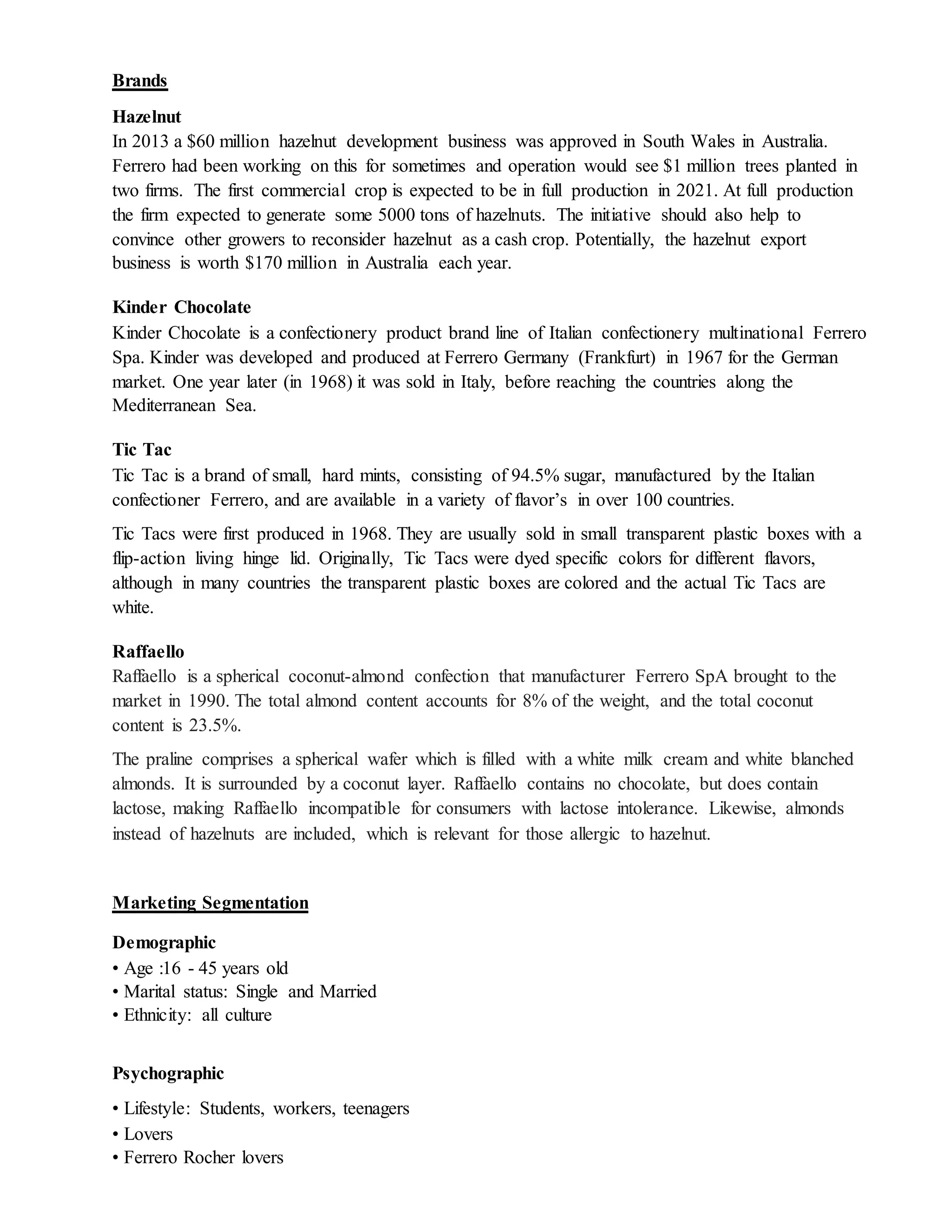 Marketing strategy and propaganda of Ferrero | DOCX