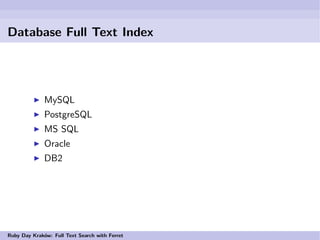 Ruby Day Kraków: Full Text Search with Ferret | PDF | Search | Internet