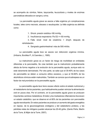 Protocolo de investigación en nutrición en pancreatitis aguda | DOCX