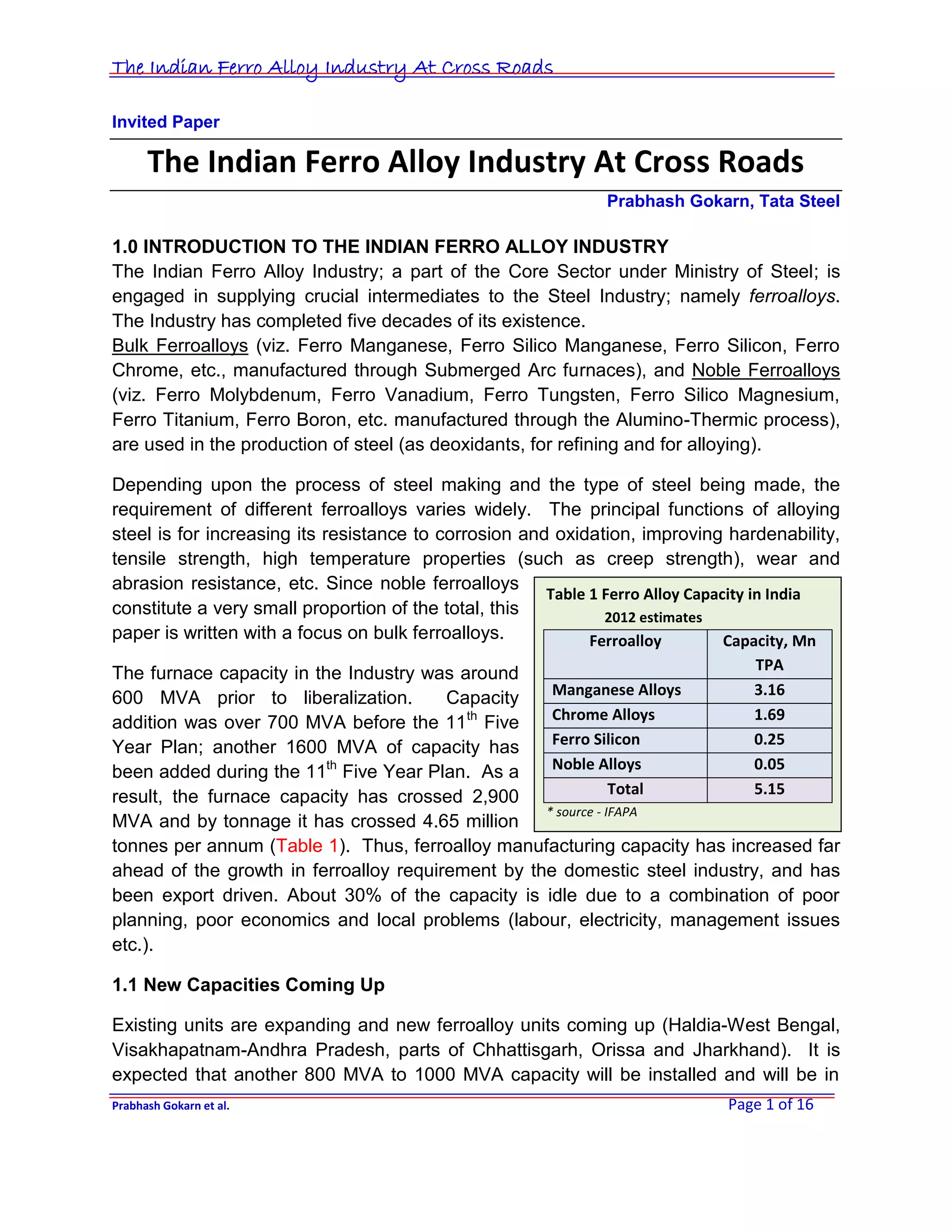 The Indian Ferroalloy Industry At Cross Roads | PDF