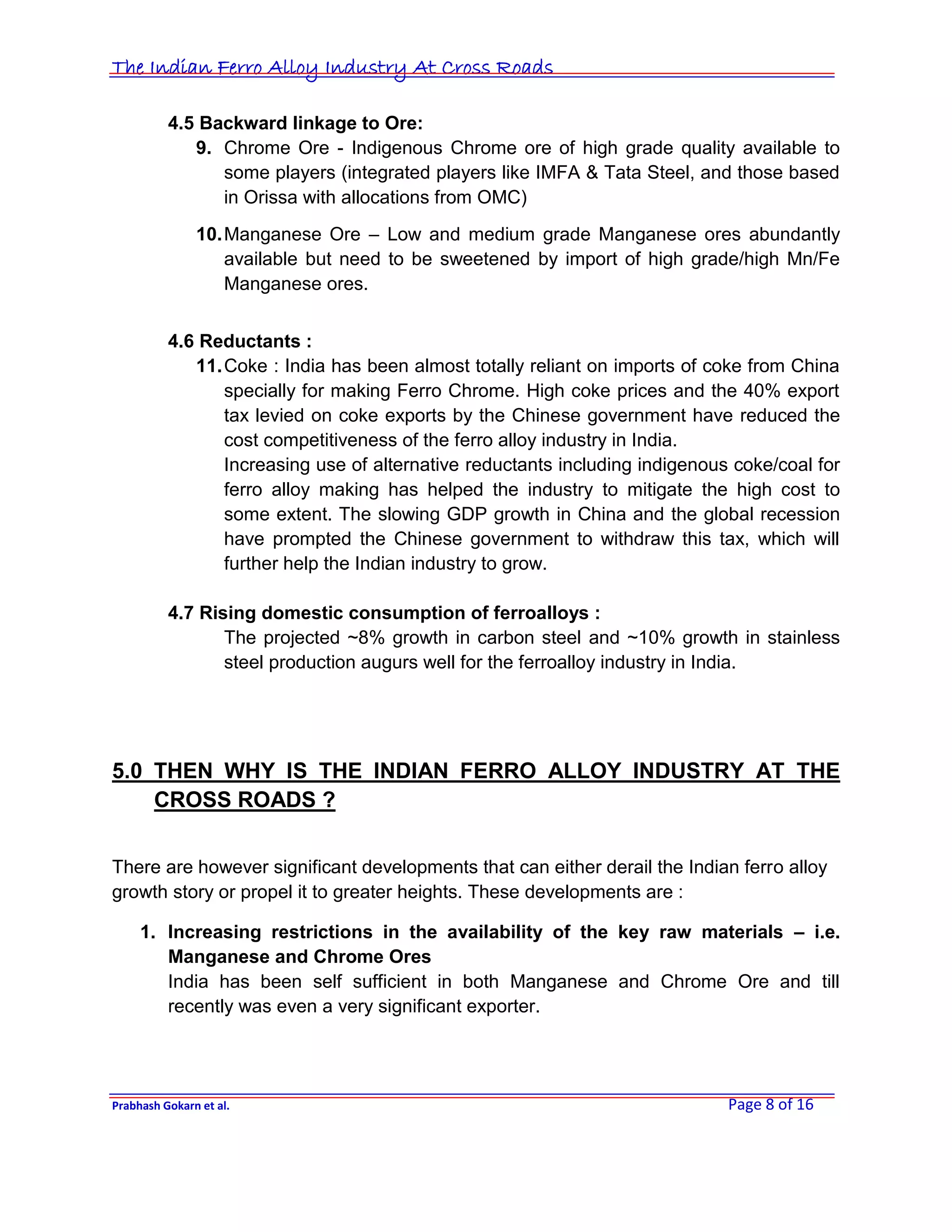 The Indian Ferroalloy Industry At Cross Roads | PDF