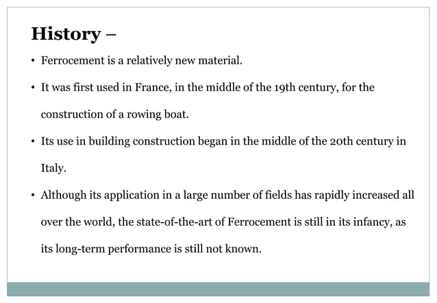 FERROCRETE - MATERIAL AND CONSTRUCTION METHODS | PPTX | Civil ...