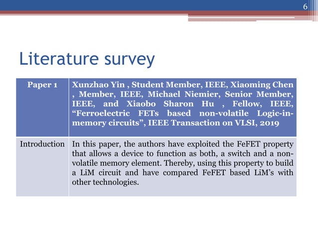 Ferroelectric FET's based Non-Volatile Logic-in-memory Circuits | PPTX