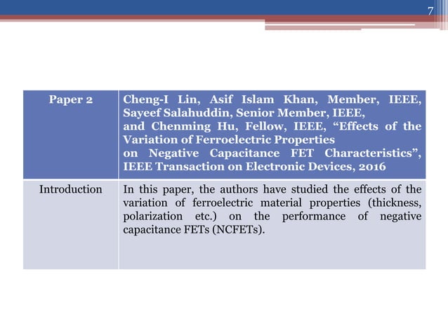 Ferroelectric FET's based Non-Volatile Logic-in-memory Circuits | PPTX