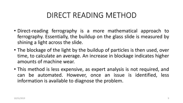 Ferrography & Magnetic Chip Detection | PPTX | Chemistry | Science
