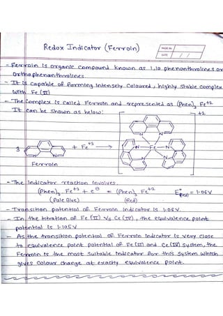 Ferroin as a Redox Indicator | PDF