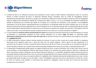 Algoritmo AEPap prevención anemia ferropénica en lactantes | PDF