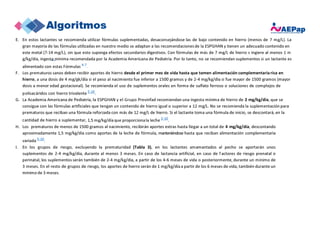Algoritmo AEPap prevención anemia ferropénica en lactantes | PDF
