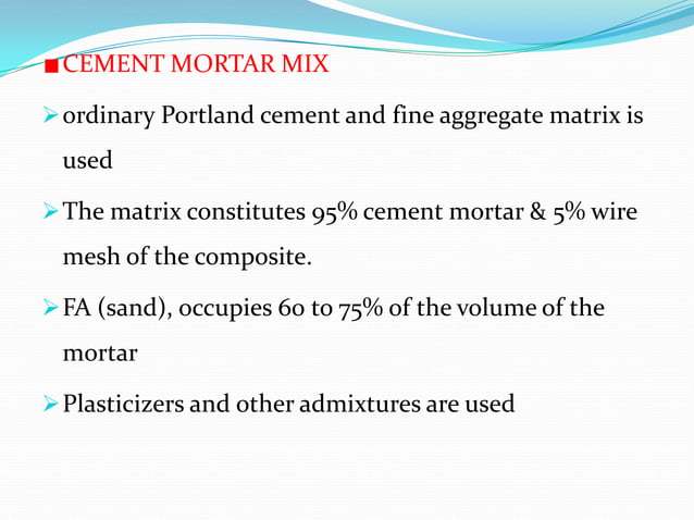 Ferrocement ppt | PPTX | Geology | Science