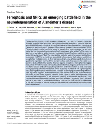 Ferroptosis and NRF2 an emerging battlefield in the neurodegeneration ...