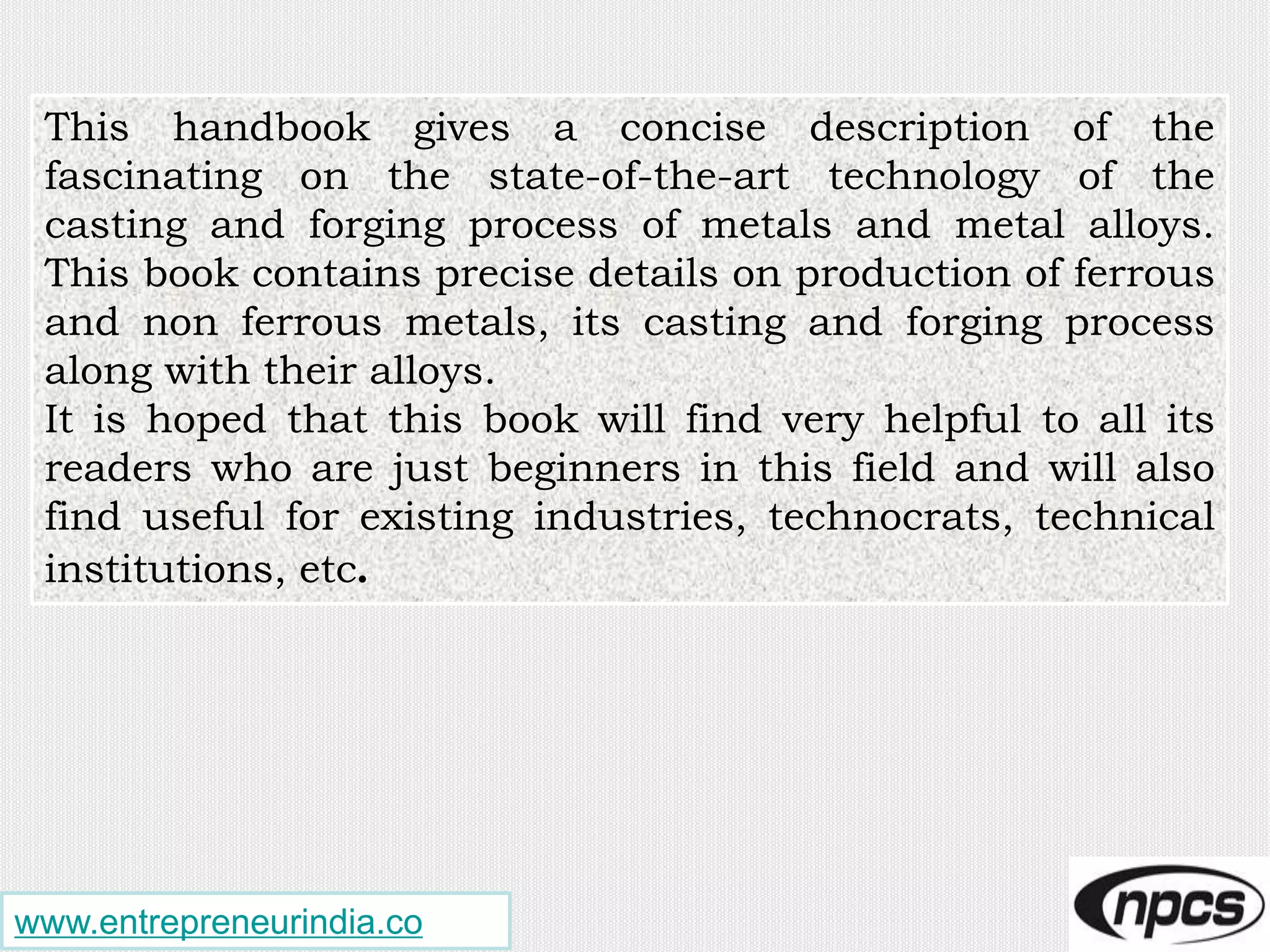Ferrous and Non-Ferrous Metals Production with Casting and Forging | PPTX