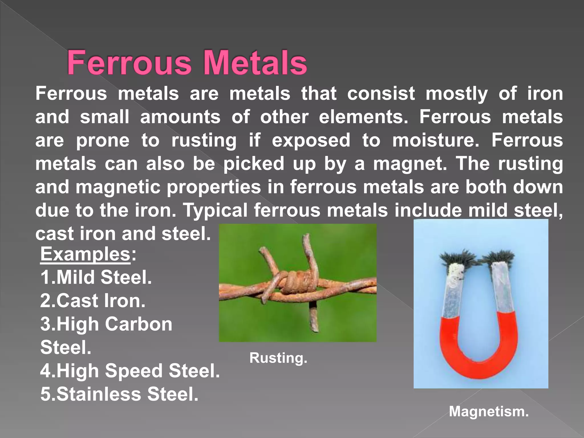 Ferrous and non ferrous metals, Engineering materials | PPTX