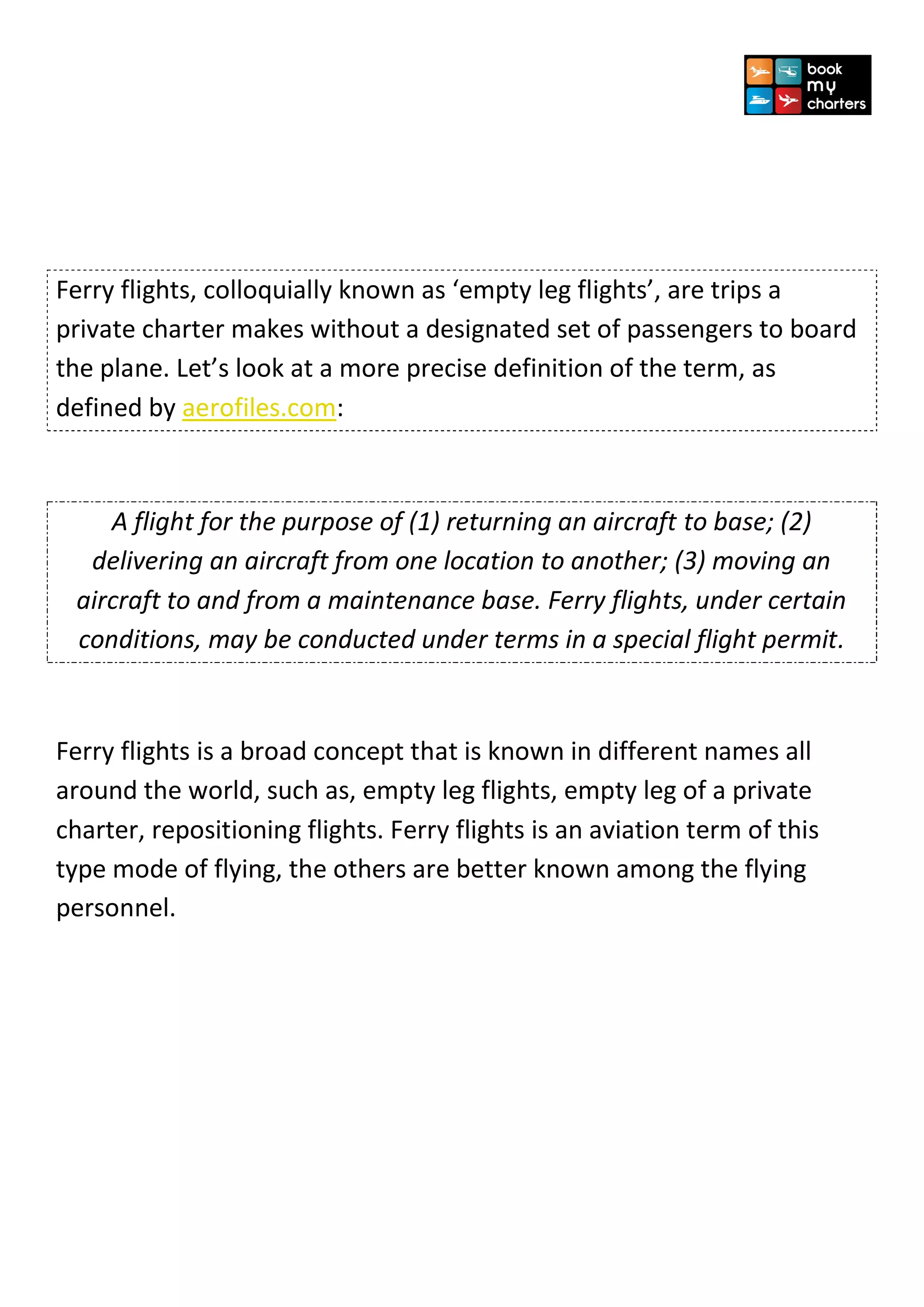 Ferry flights the concept explained | PDF
