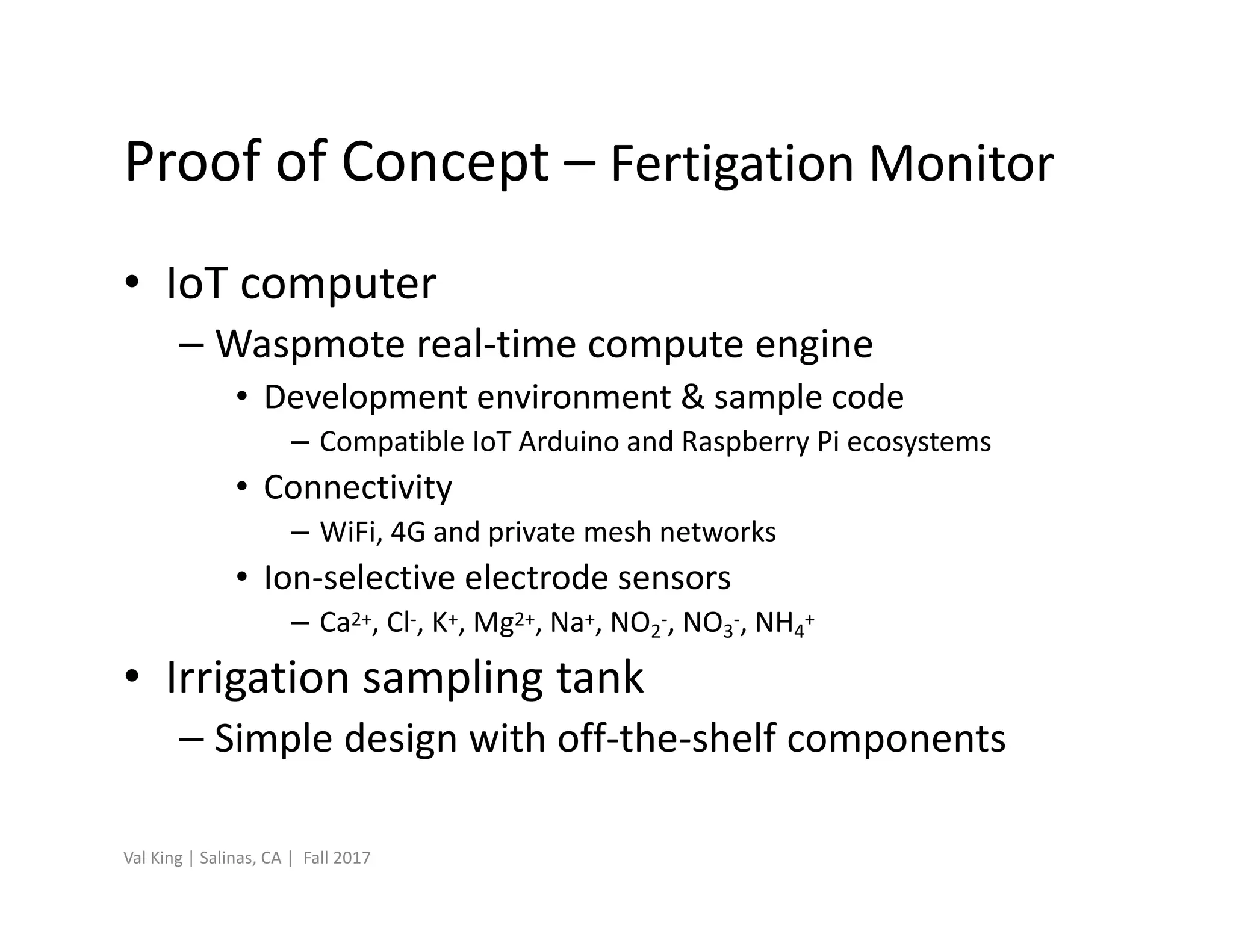 Fertigation Monitoring - IoT Proof of Concept | PPT