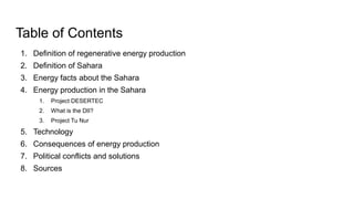 Presentation on energy production in the Sahara | ODP